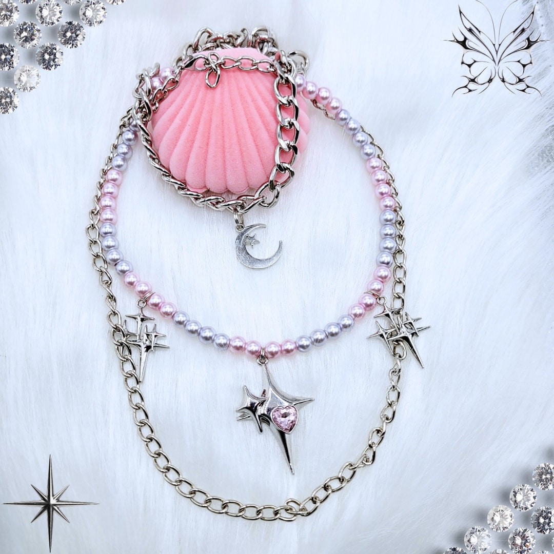 Liquid Pearls Princess Choker: Y2k Kawaii Punk Style Necklace - Etsy