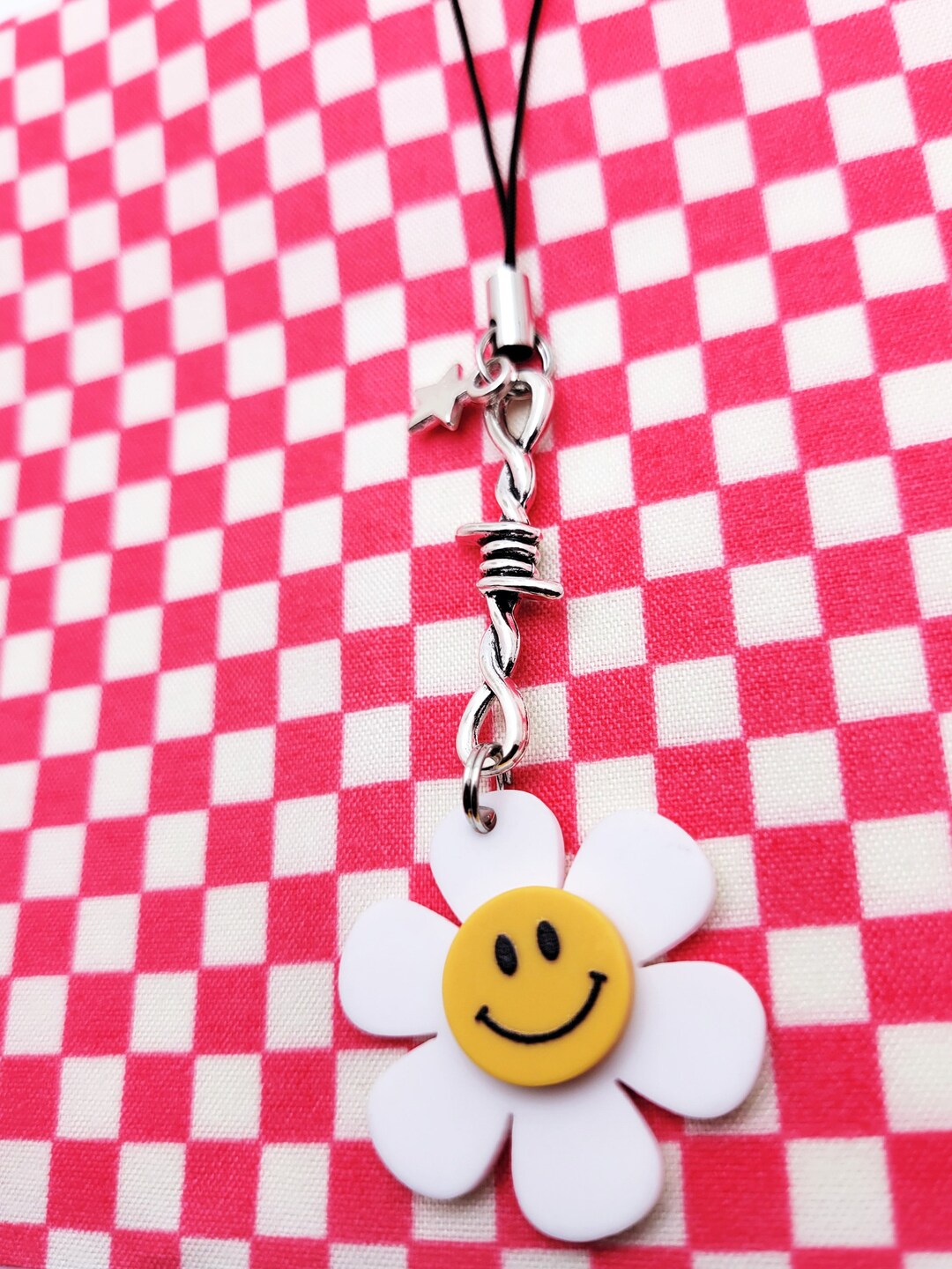 Happy Core Daisy Phone Charm: Y2k Smiley Face 90's Phone Strap Charms ...