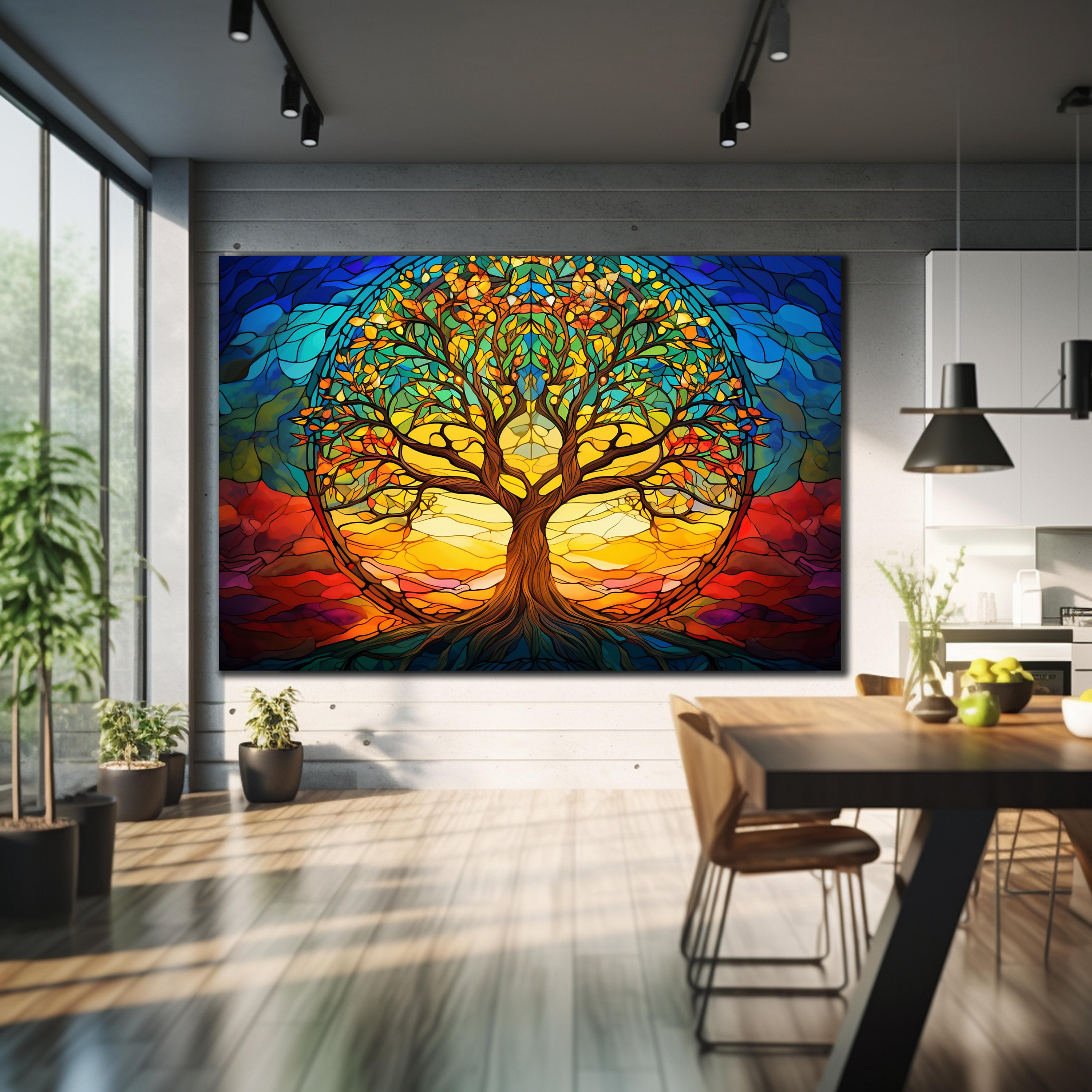 Tree of Life Wall Art Painting,tempered Glass Wall Art, Life of Tree ...