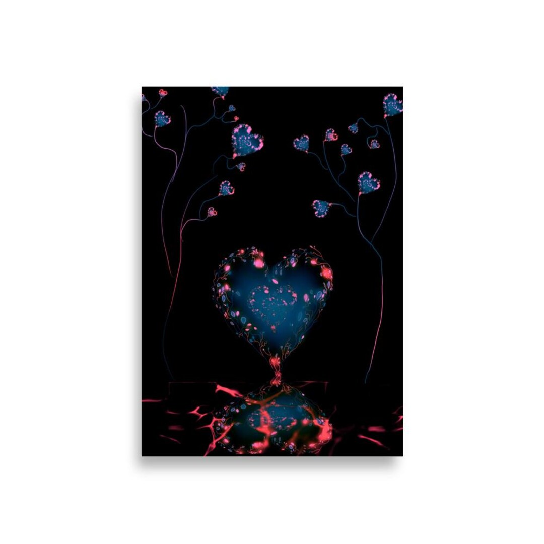 Red Neon Heart Poster - Etsy