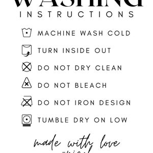 HTV Washing Instructions Printable Editable Template - Etsy