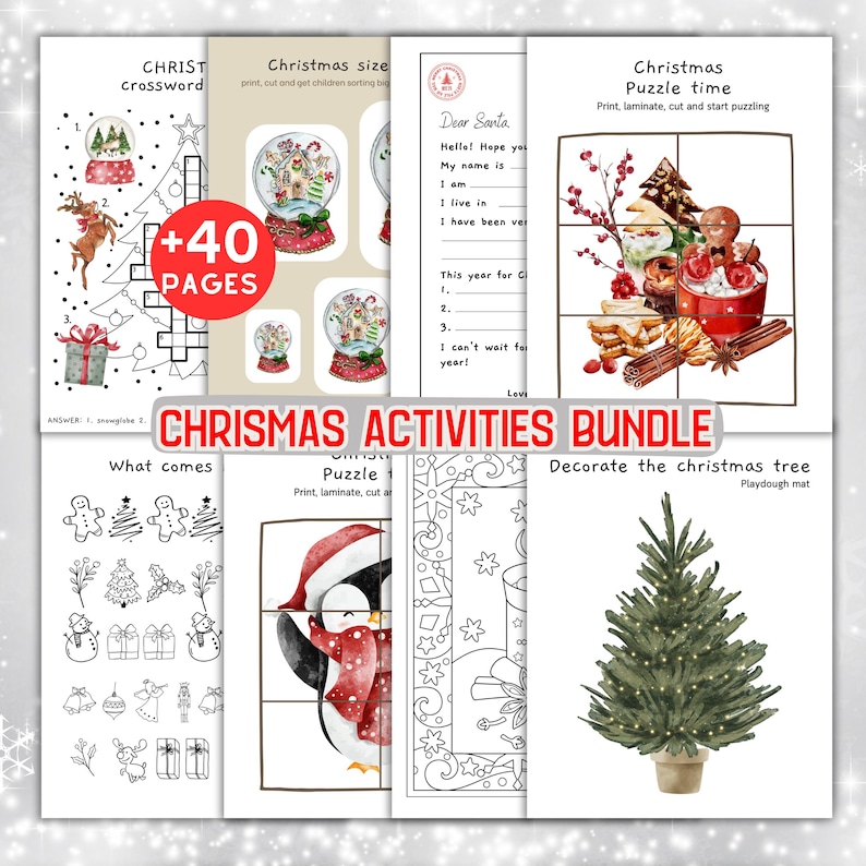 Printable Christmas Activity Bundle, Kid's Activities, Christmas ...