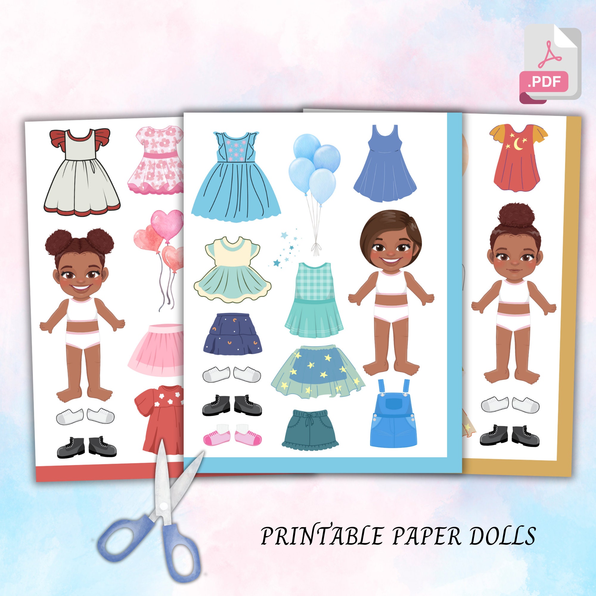 Paper Dolls Kit Printable Activity Craft Homeschool Pre K Kindergarten ...