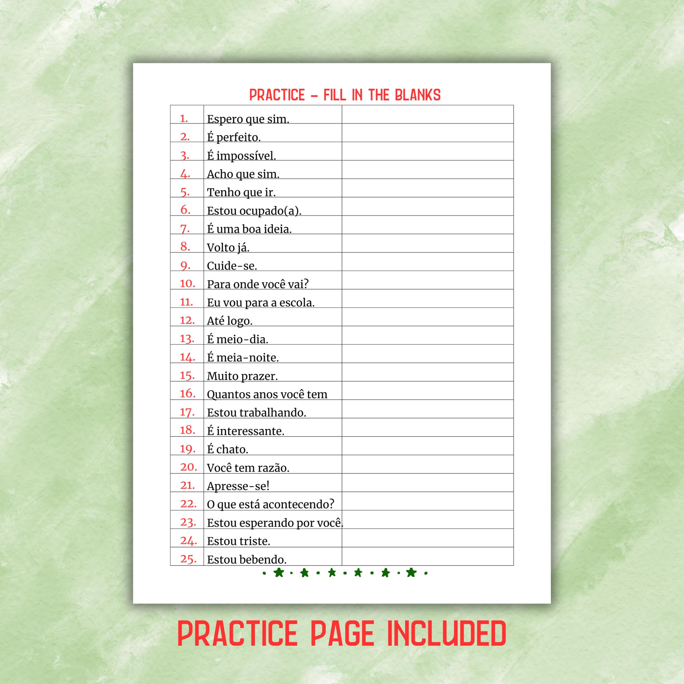 Common Portuguese Sentences, Learn Portuguese Phrases Vocabulary ...