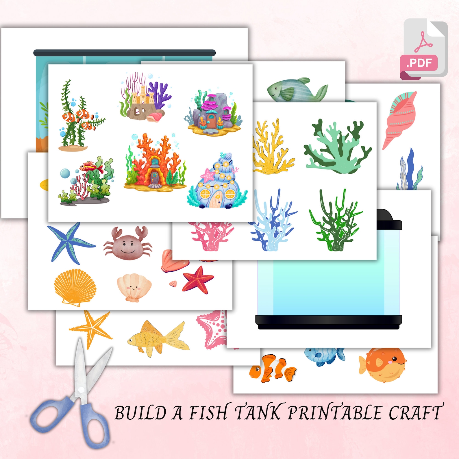Build A Fish Tank Printable Craft, Preschool Printable, Preschool ...