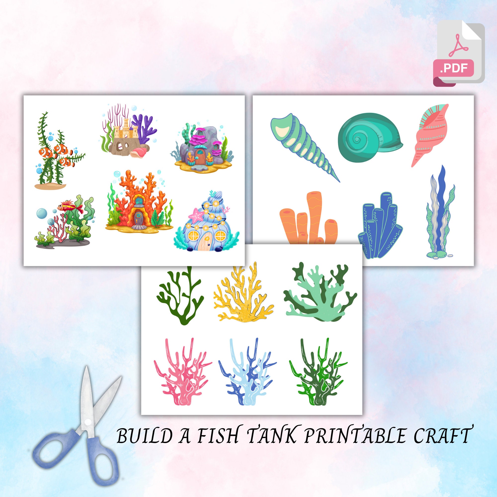 Build A Fish Tank Printable Craft, Preschool Printable, Preschool ...