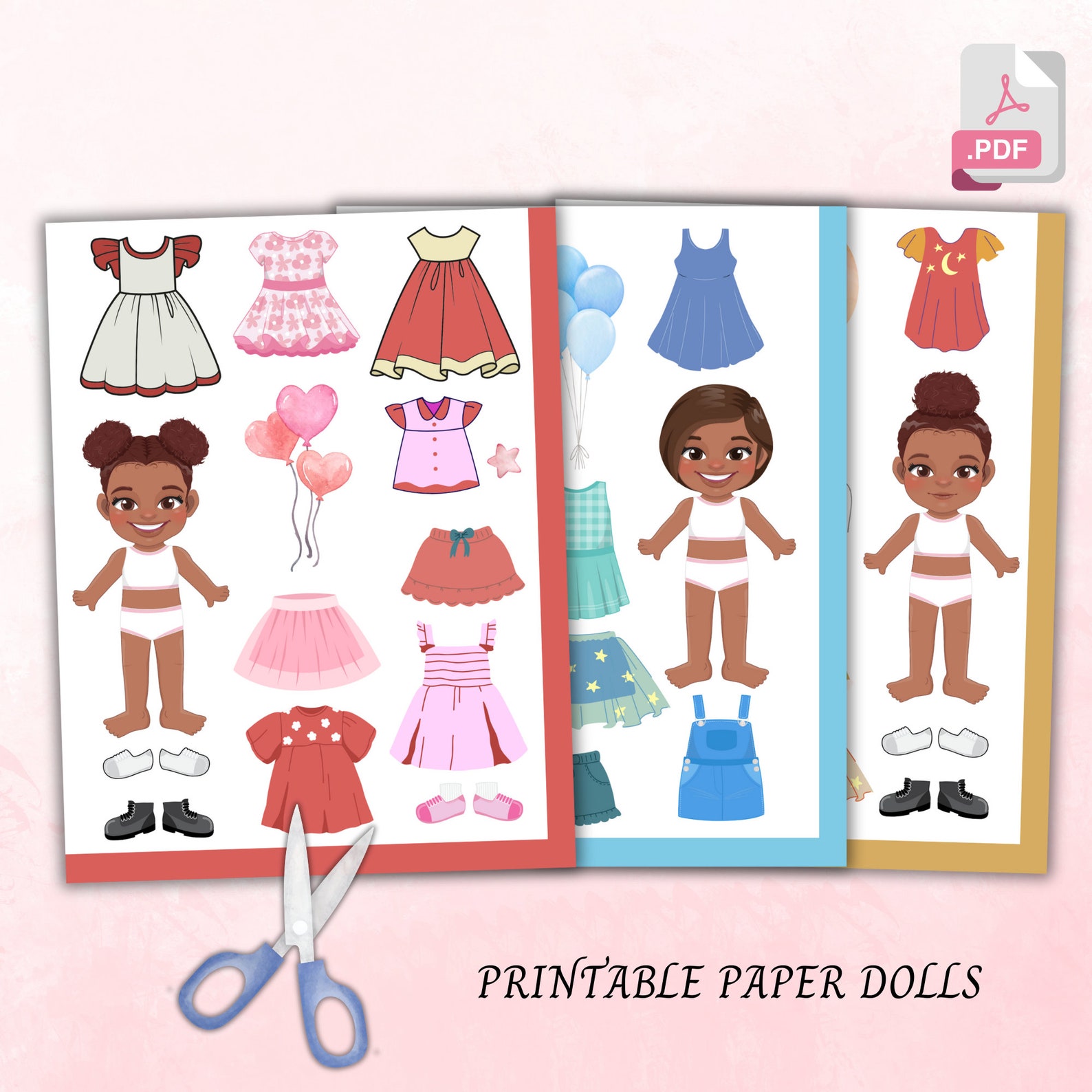 Paper Dolls Kit Printable Activity Craft Homeschool Pre K Kindergarten ...