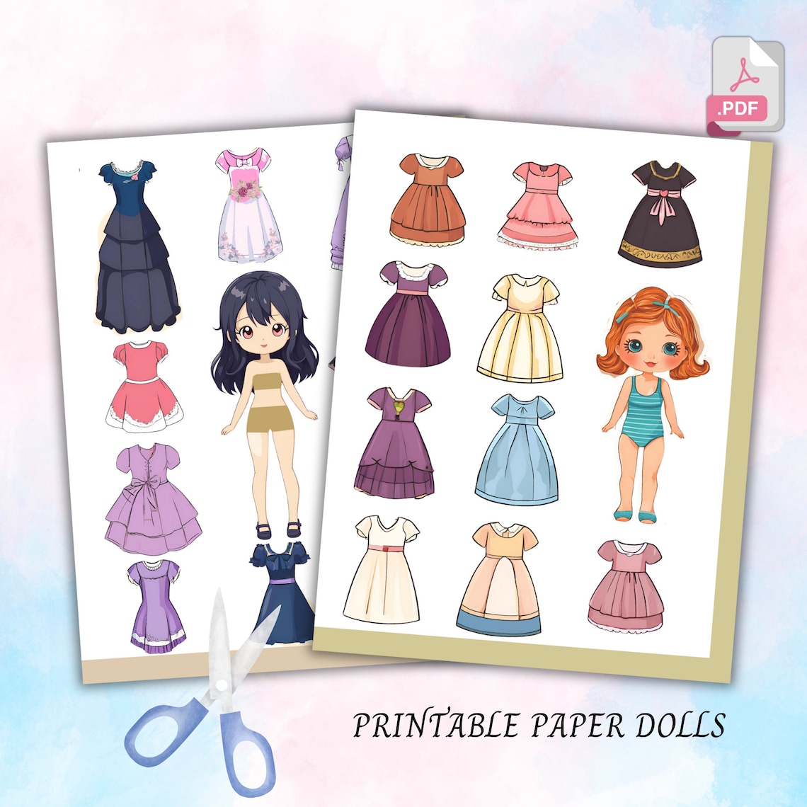 Paper Dolls Kit Printable Activity Homeschool Craft Pre K Kindergarten ...
