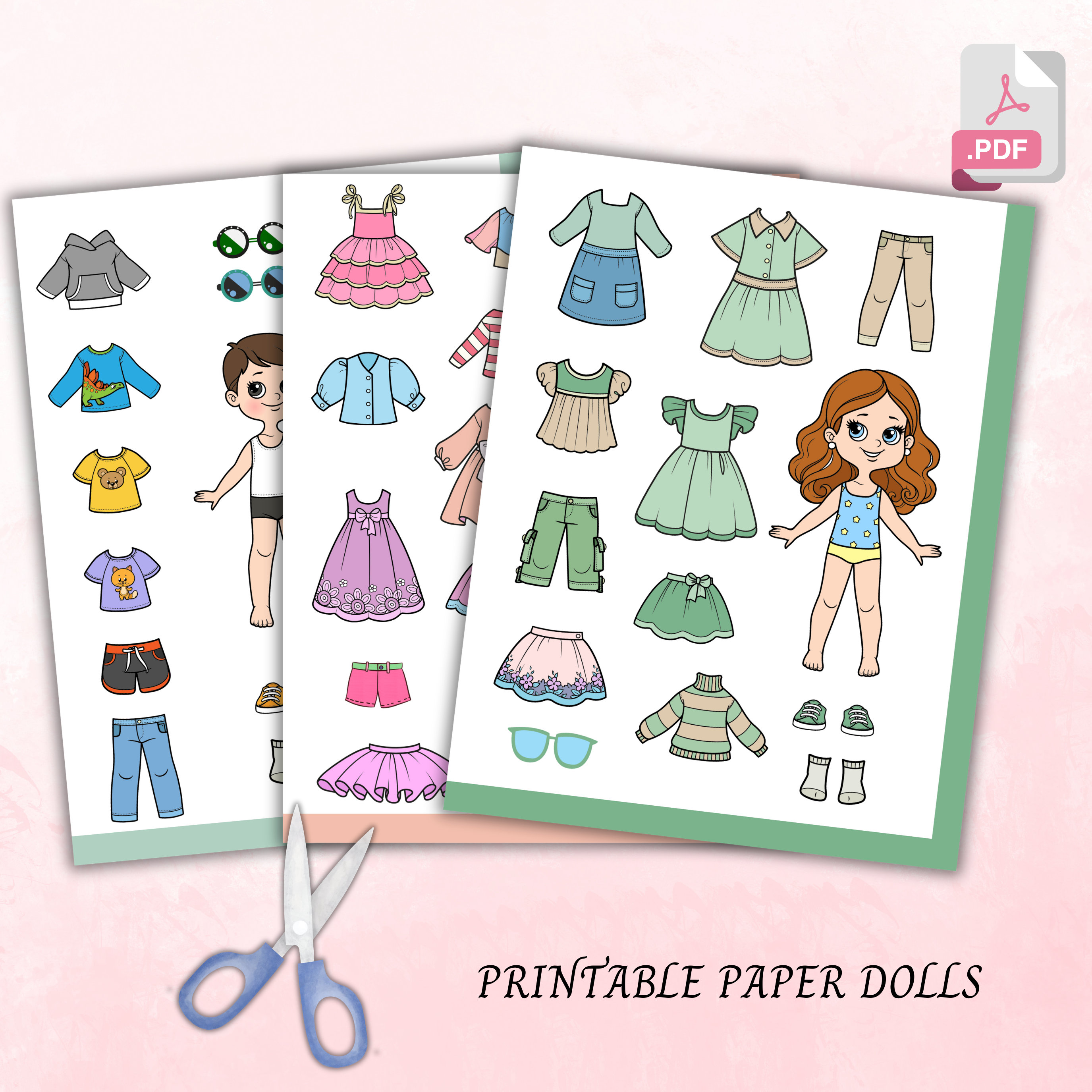 Paper Dolls Kit Printable Activity Craft Homeschool Pre K Kindergarten ...