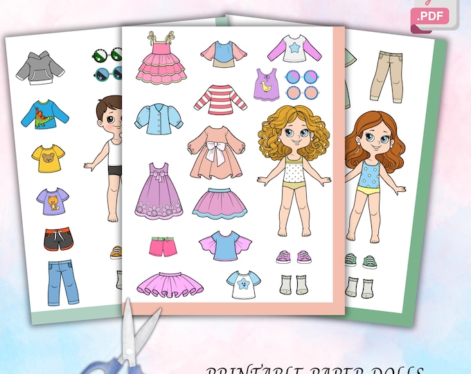 Paper Dolls Kit Printable Activity Craft Homeschool Pre K Kindergarten ...