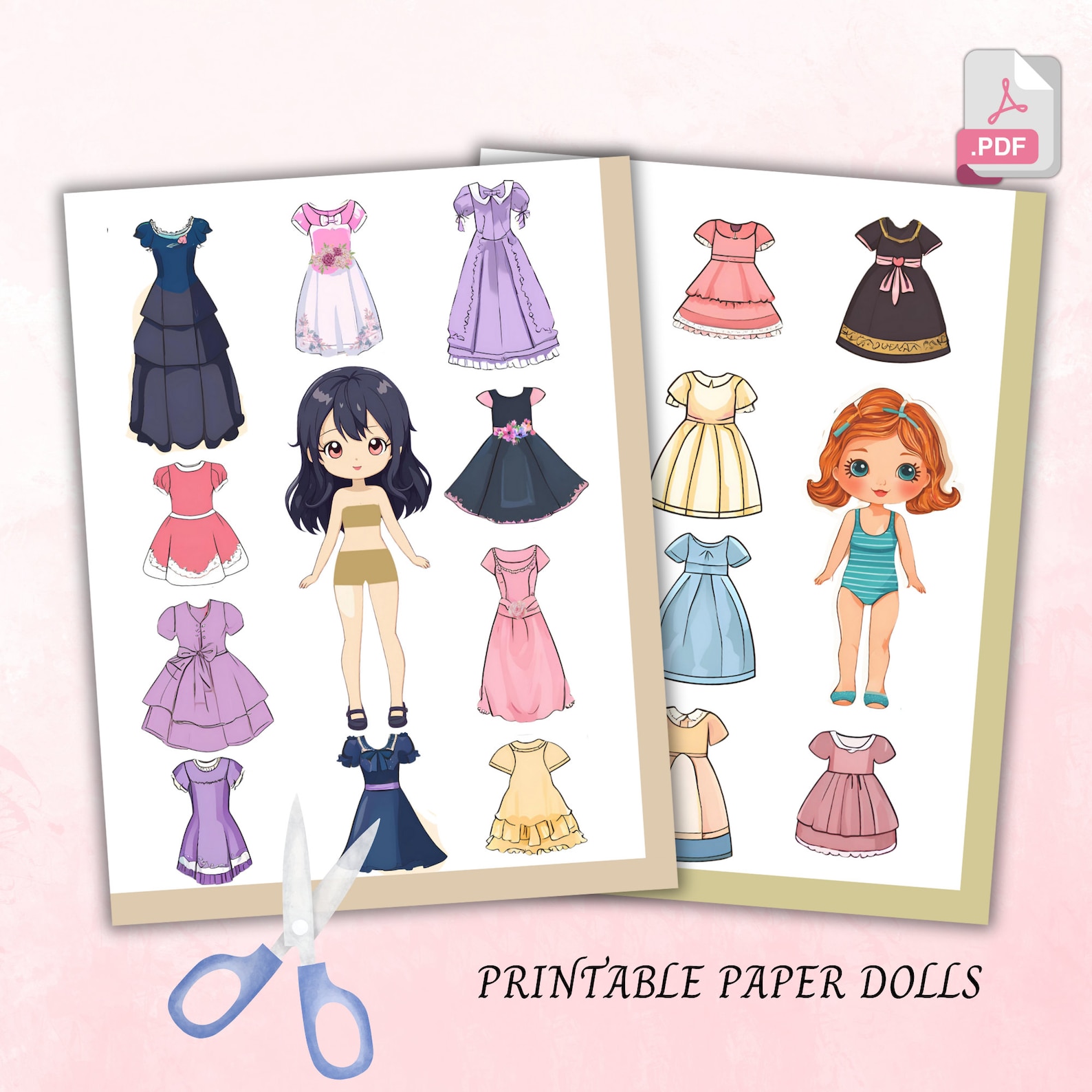 Paper Dolls Kit Printable Activity Homeschool Craft Pre K Kindergarten ...