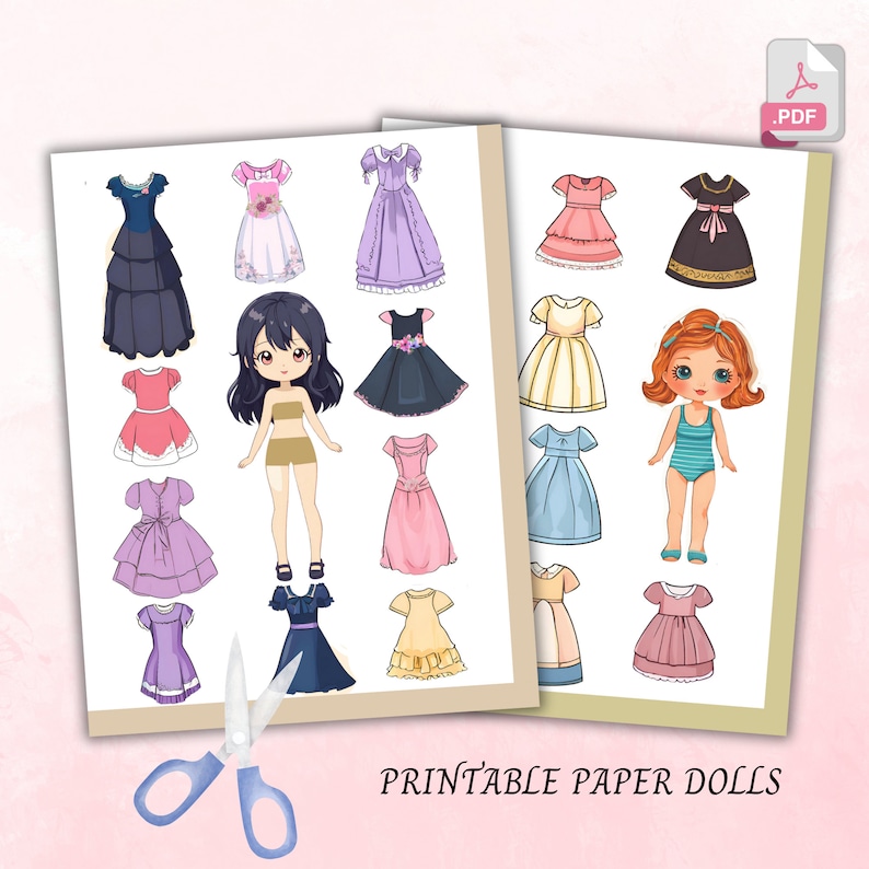Paper Dolls Kit Printable Activity Homeschool Craft Pre K Kindergarten ...