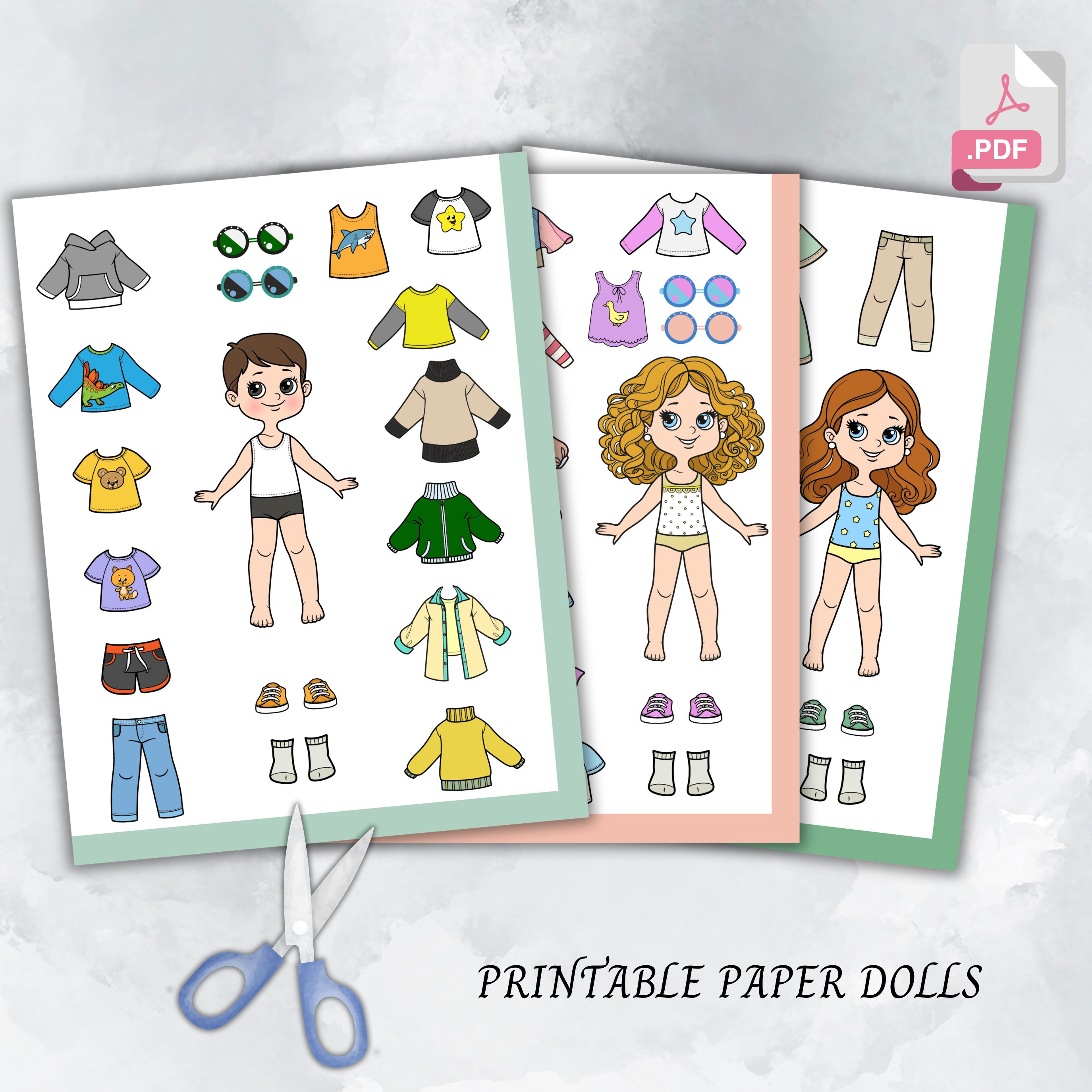 Paper Dolls Kit Printable Activity Craft Homeschool Pre K Kindergarten ...