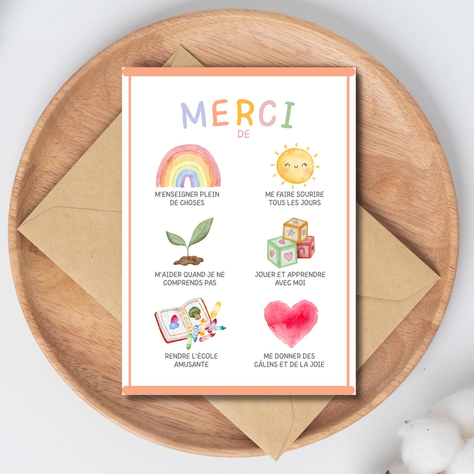Thank You Card for Teacher in French Printable | French Nursery ...