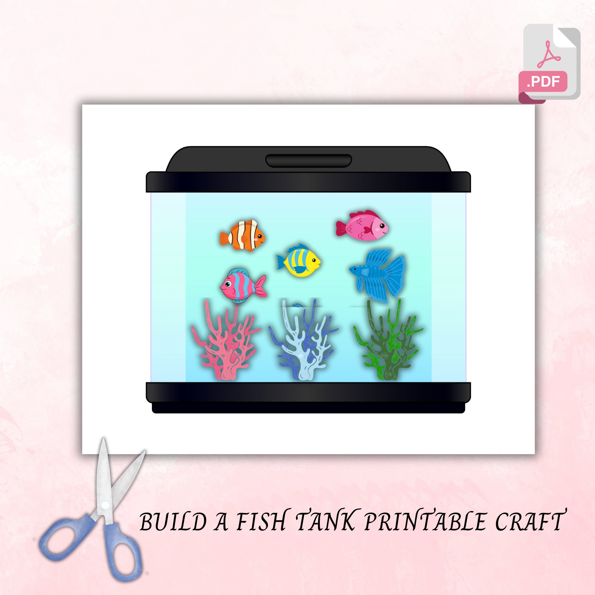 Build A Fish Tank Printable Craft, Preschool Printable, Preschool ...