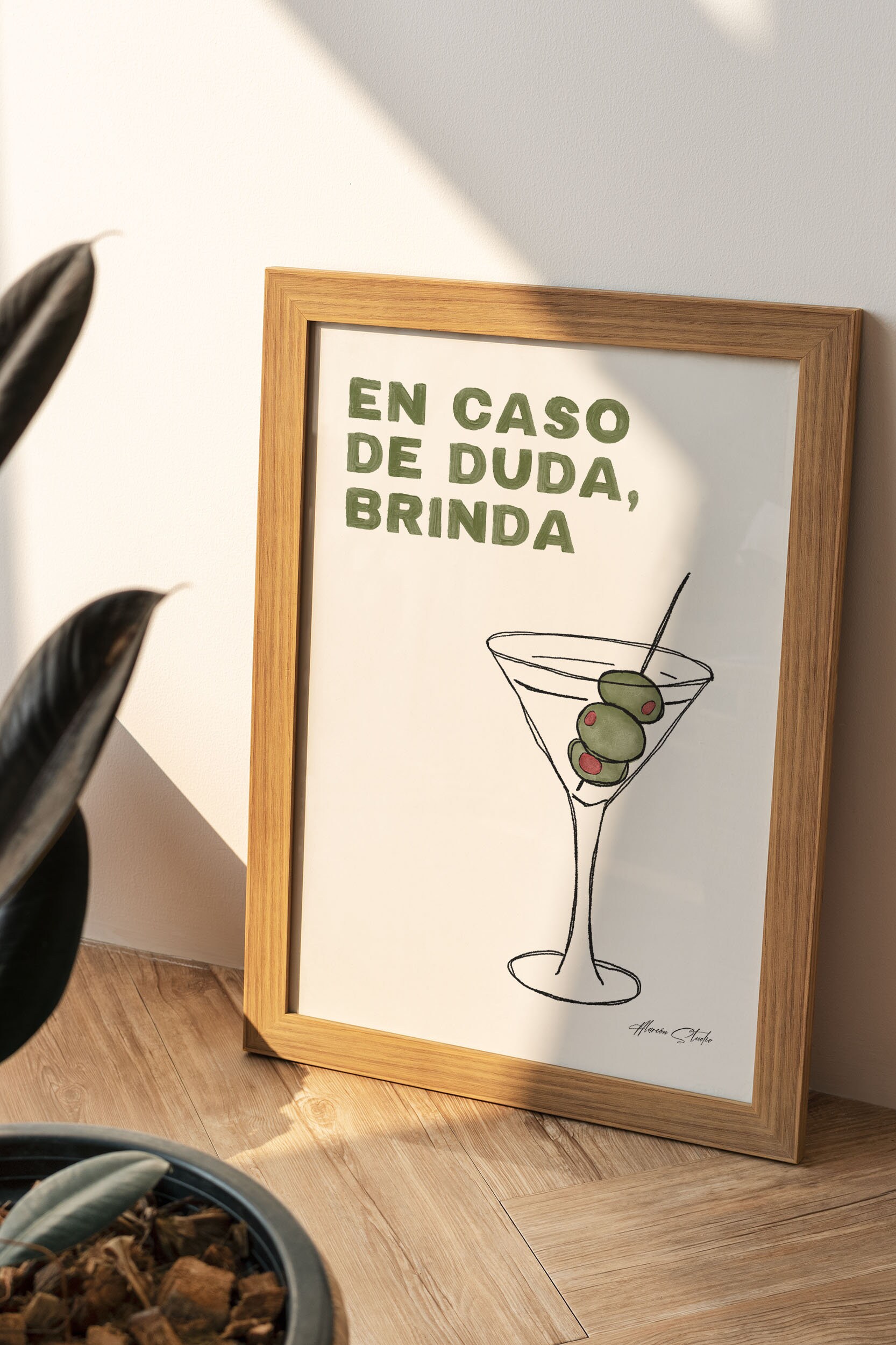 Martini Glass and Quote Printable Art. Minimalist Sketch Style ...