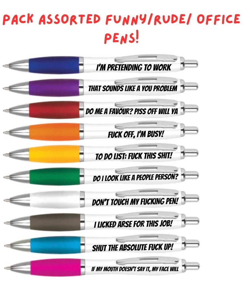 Funny Cheeky Office Pens – Sassy & Rude Writing Tools for Fun at Work ...