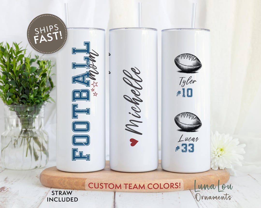 Football Mom Tumbler, Personalized Football Mothers Day Gift to Go Mug ...