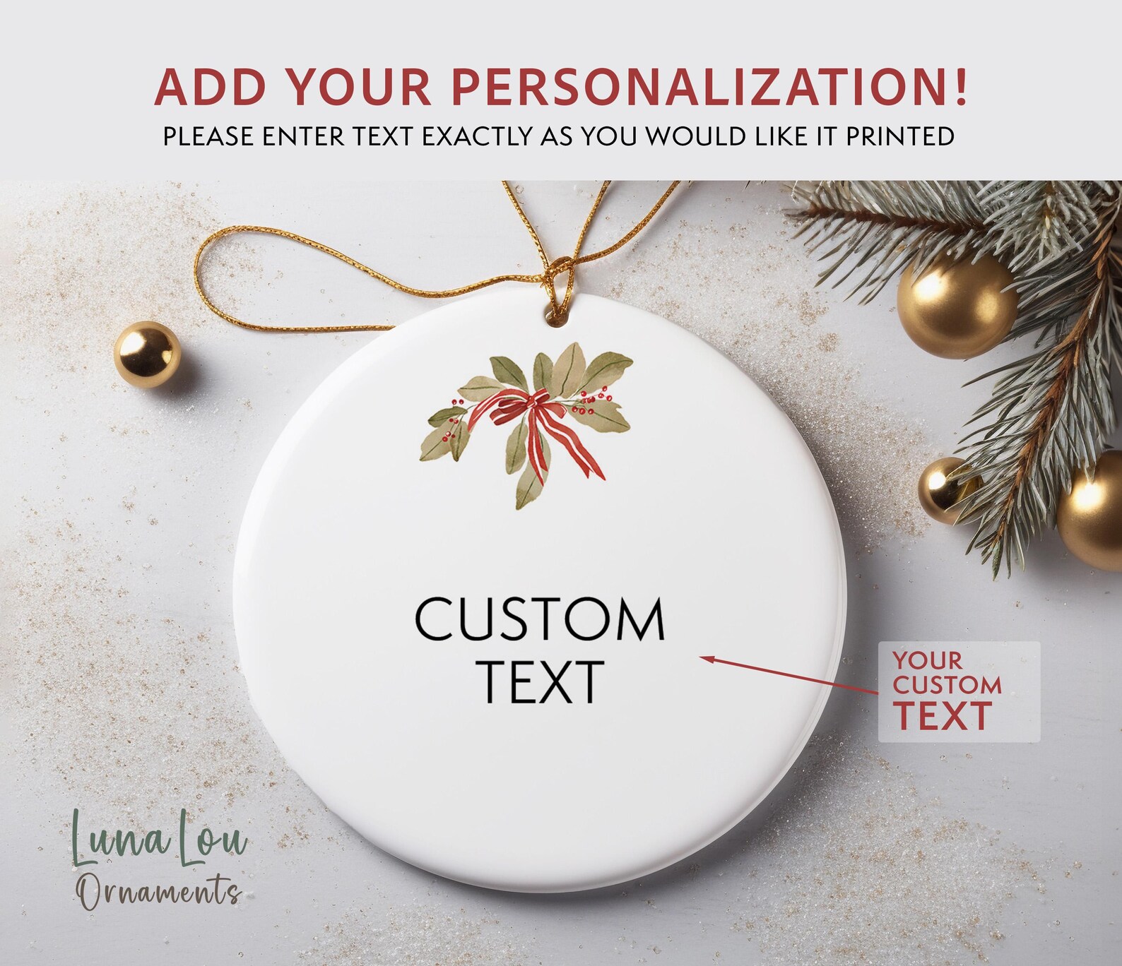 Personalized Message Ornament, Custom Write Your Own Text Ornament ...