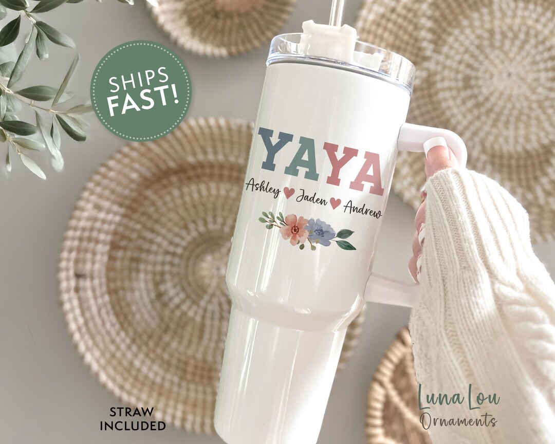 Personalized Yaya Tumbler With Handle, 40oz Custom Mothers Day Gift for ...