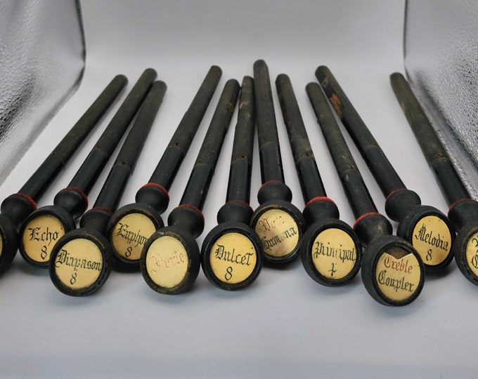 Antique Labeled Black Painted Wood Pump Organ Pull Stops, Set of 24 - Etsy