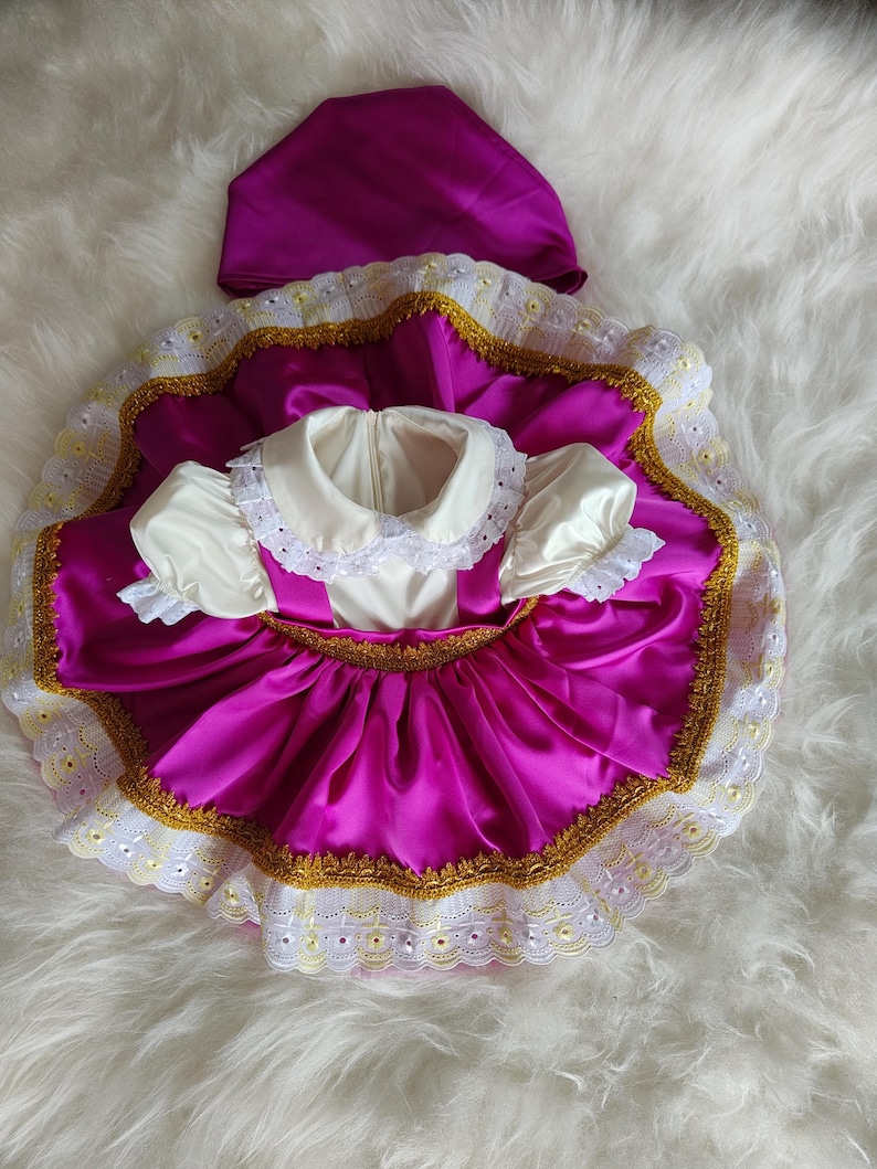 Masha and the Bear Inspired Costume: Handmade Pink Dress, Headscarf ...