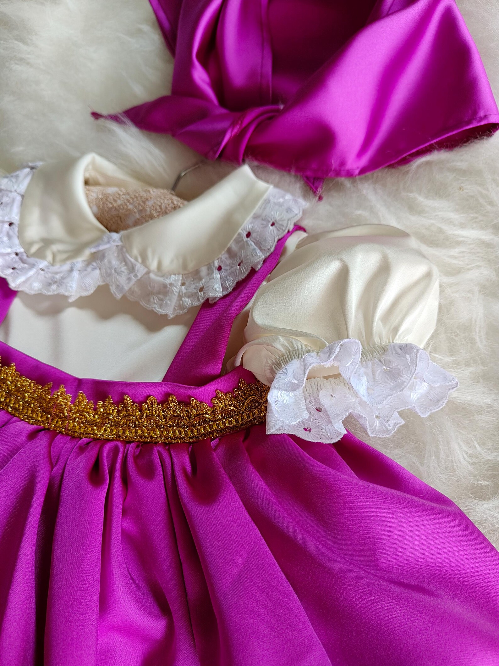 Masha and the Bear Inspired Costume, Handmade Pink Dress, Headscarf ...