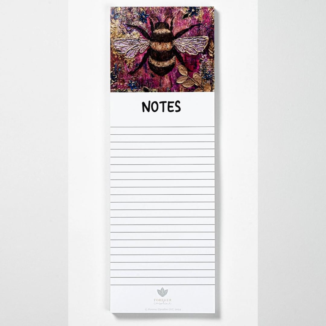 Magnetic Notepad W/ Elegant Bee Art | Pretty Bee Memo Pad - Etsy