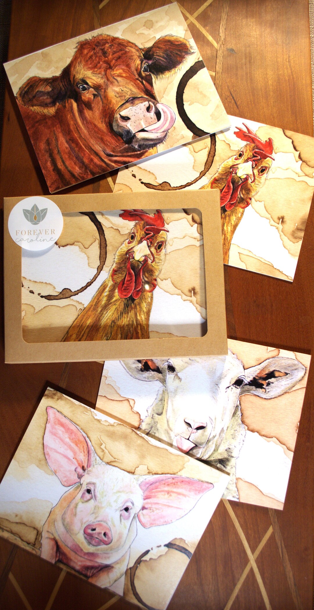 Farm Animals All-occasion Blank Boxed Notecard Set | Chicken, Cow, Pig ...