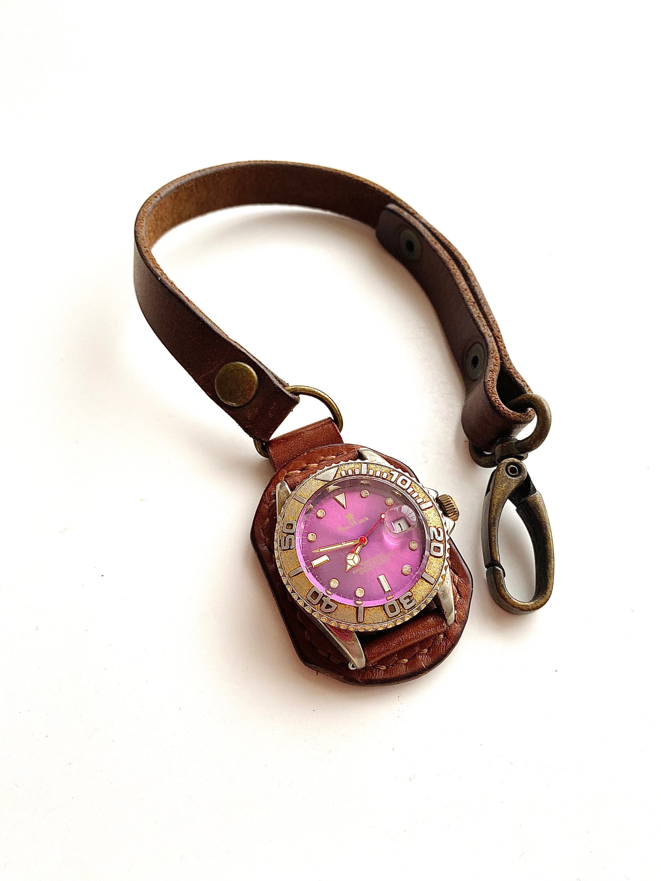 COSTOM MADE Leather Watch Saddle, Pocket Watch Holder, Watch Leather ...
