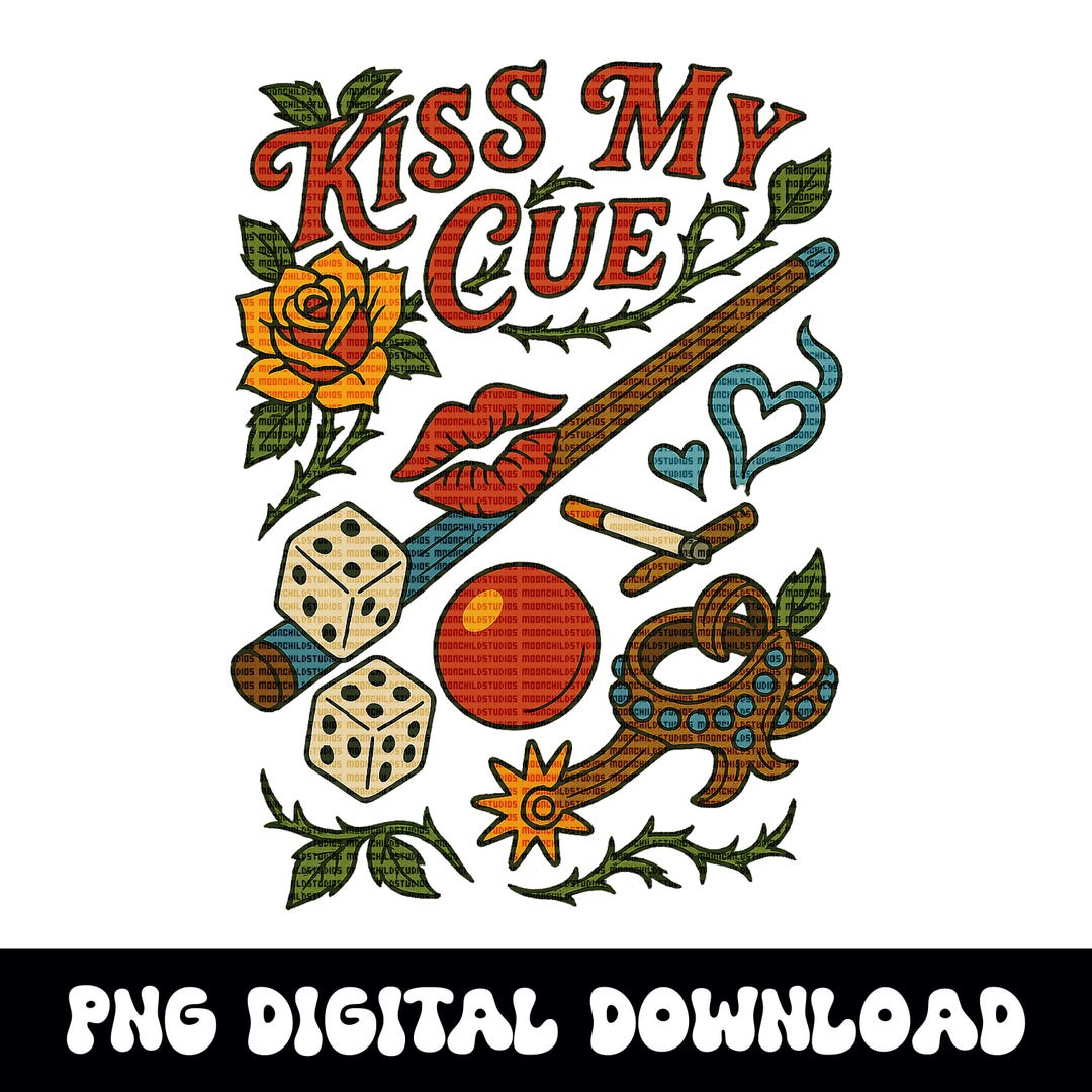 Edgy Western Kiss M Cue Dice Floral Spur Png Graphic INSTANT Digital ...