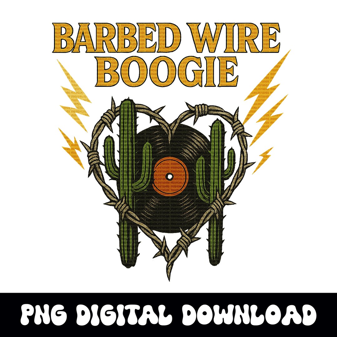 Barbed Wire Boogie PNG, Western Desert Hearts Graphic (digital Download ...