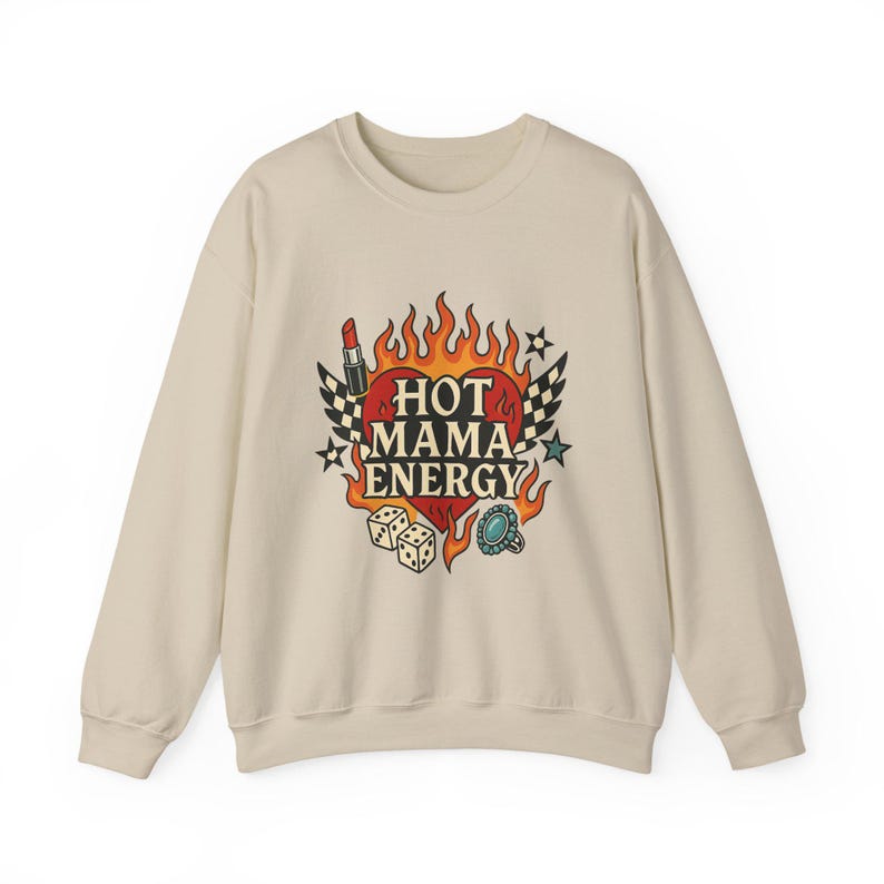 Edgy Hot Mama Energy Flaming Heart Dice PNG Graphic INSTANT Digital ...