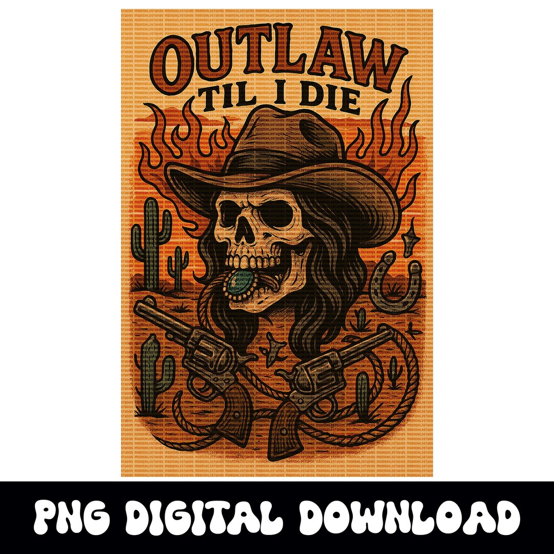 Western Outlaw Til I Die Turquoise Mouth Cowgirl Skeleton Desert Png ...