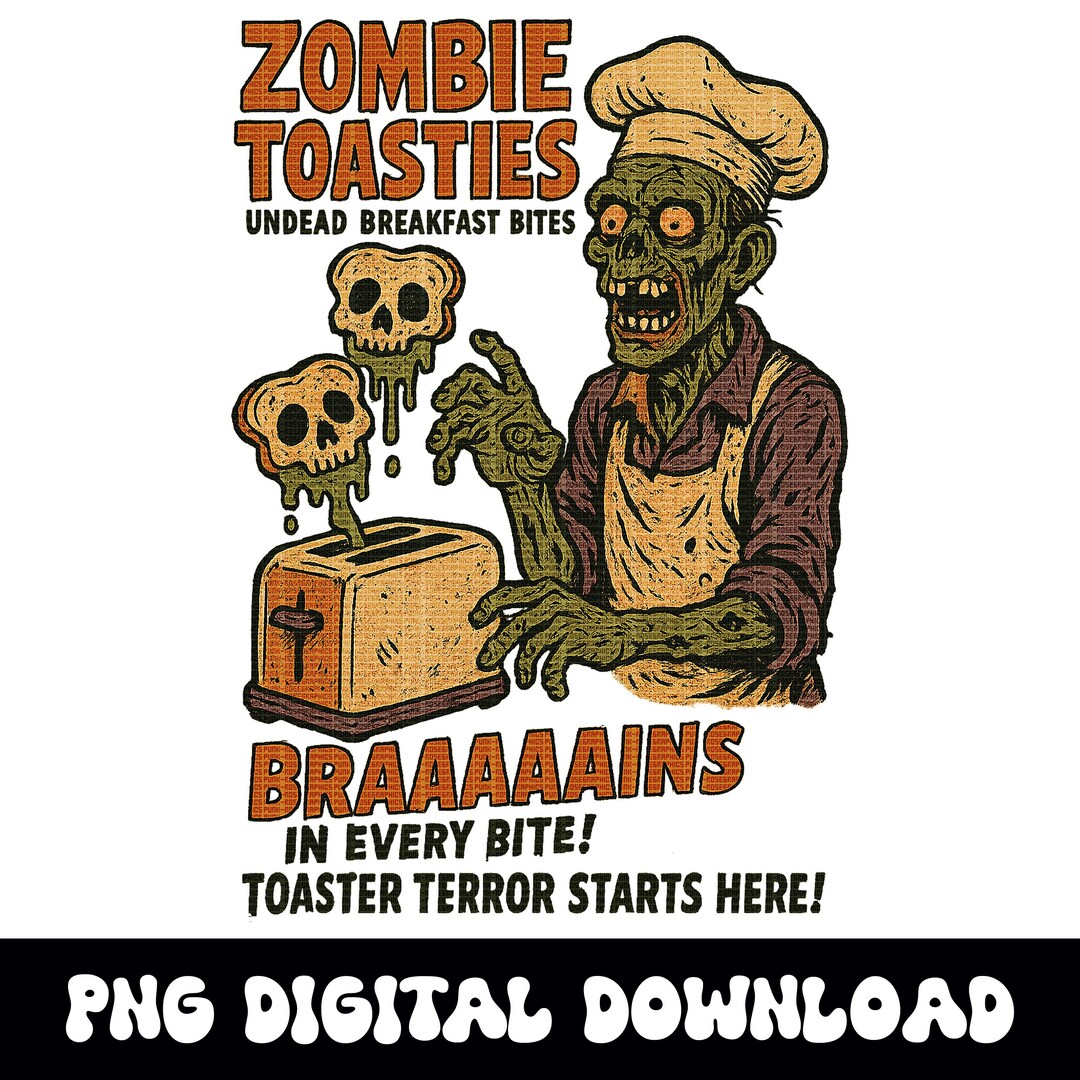 Vintage Zombie Toaster Ad PNG, Spooky Halloween Graphic (digital ...