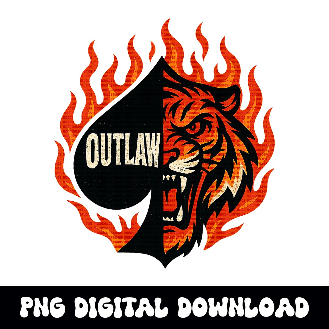 Outlaw Tiger Spade PNG Graphic, Flaming Edge (digital Download) - Etsy