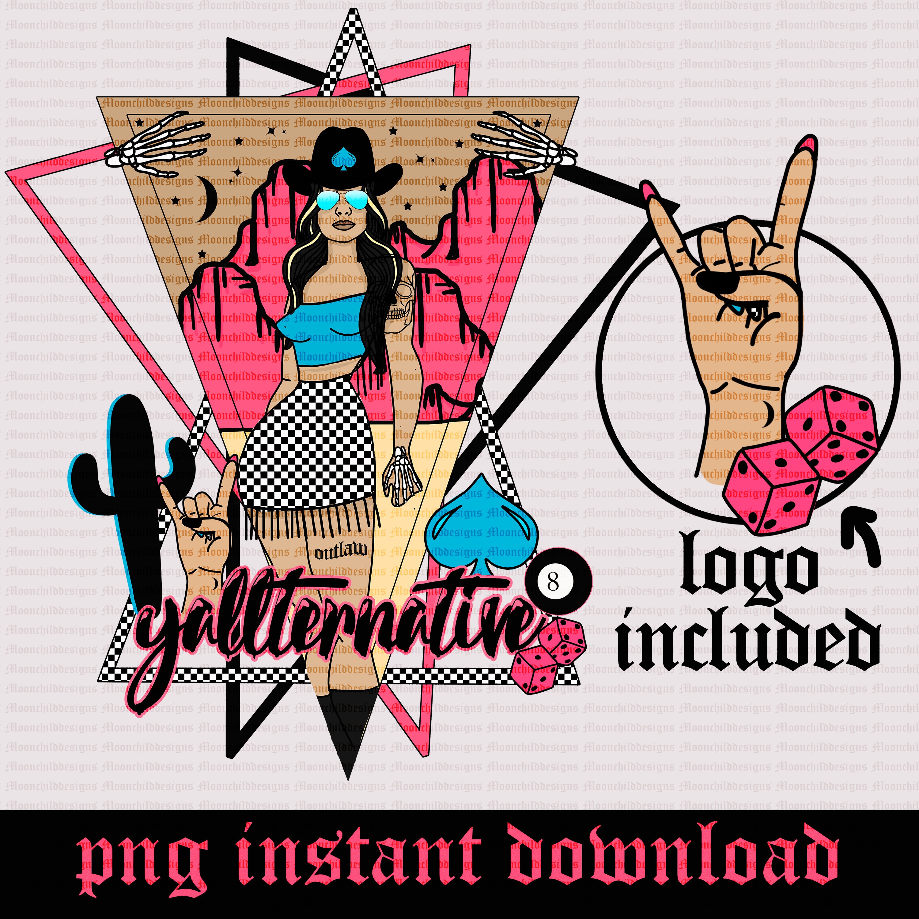 Yallternative Pink Wild West Cowgirl Png Rock and Roll Design Png ...