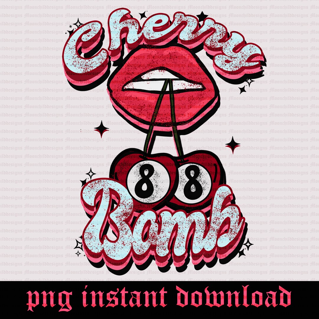 8 Ball Cherry Bomb Design Vintage Retro Lip Cherry Design Trendy Mouth ...