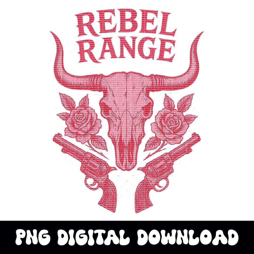Western Rebel Rang Bull Revolver Rose Png Graphic Digital Download for ...