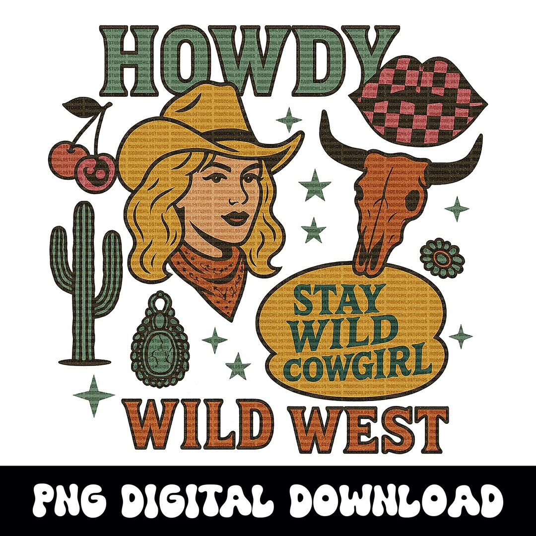 Retro Cowgirl PNG Graphic, Wild West Clipart (digital Download) - Etsy