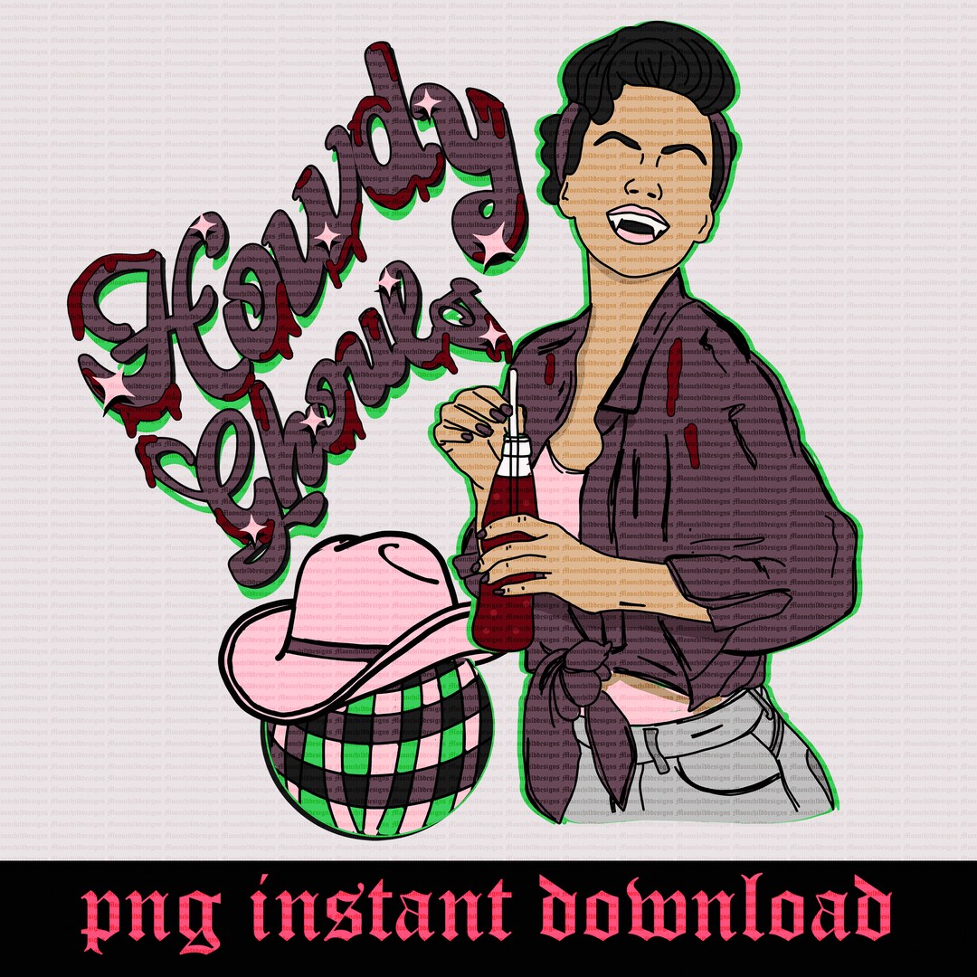 Howdy Ghouls Western Png Halloween Disco Cowgirl Vampire Tshirt Design ...