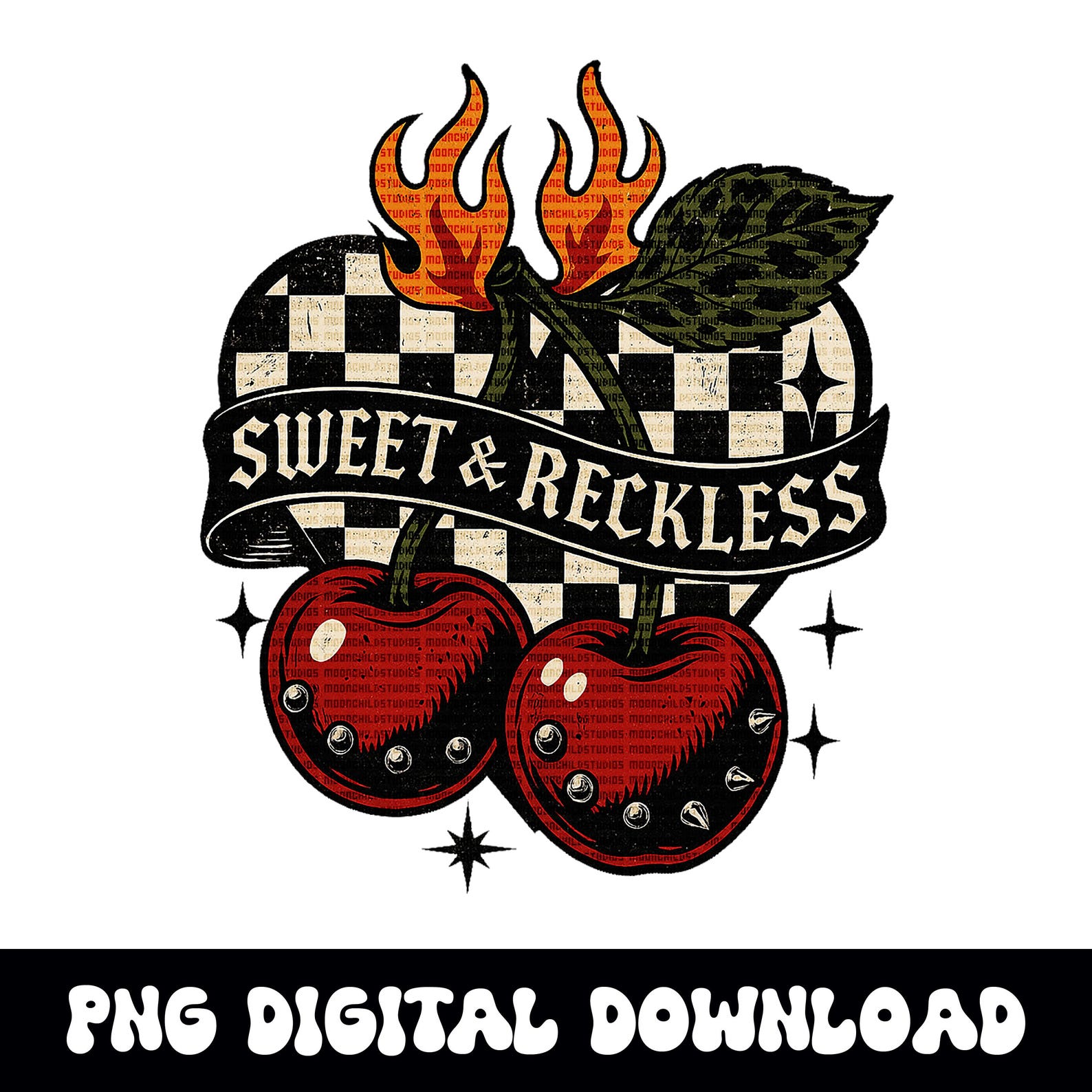 Edgy Cherry Heart PNG Graphic, Sweet & Reckless (digital Download) - Etsy