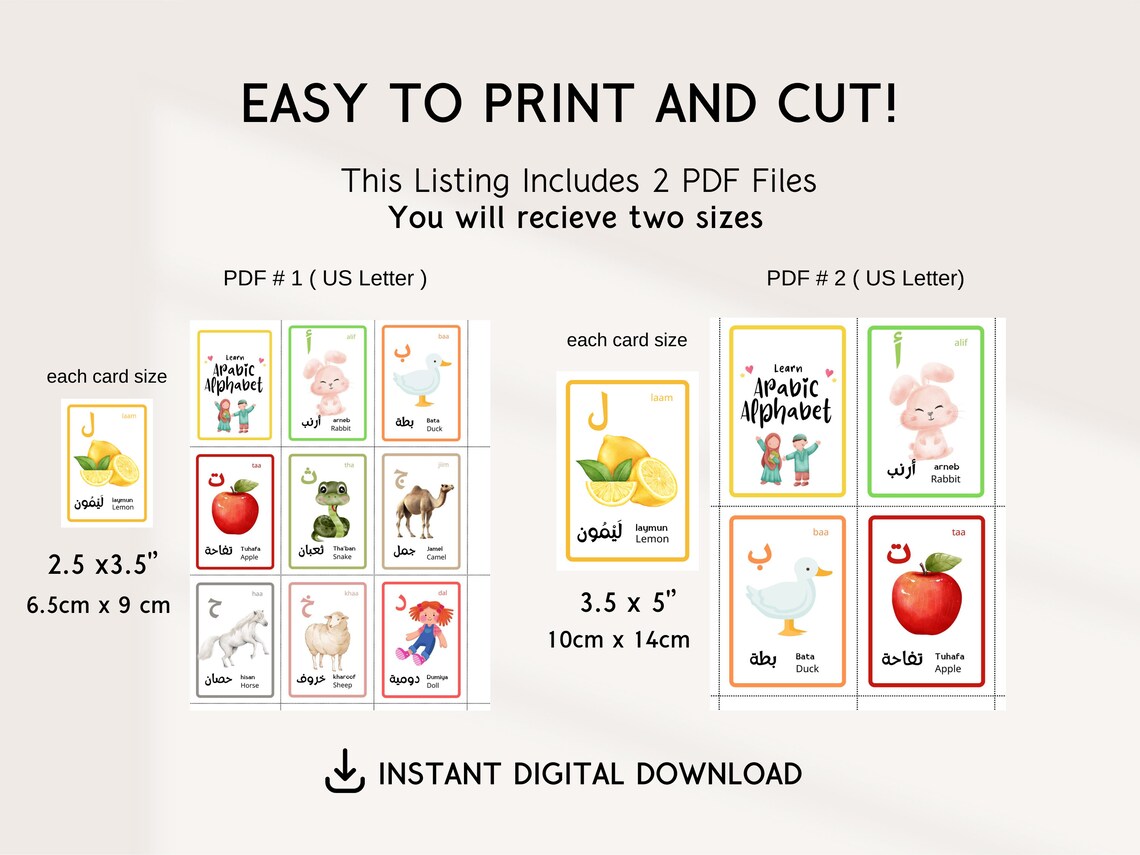 Arabic Alphabet Flashcards for Kids With Pictures, Learn Arabic ...