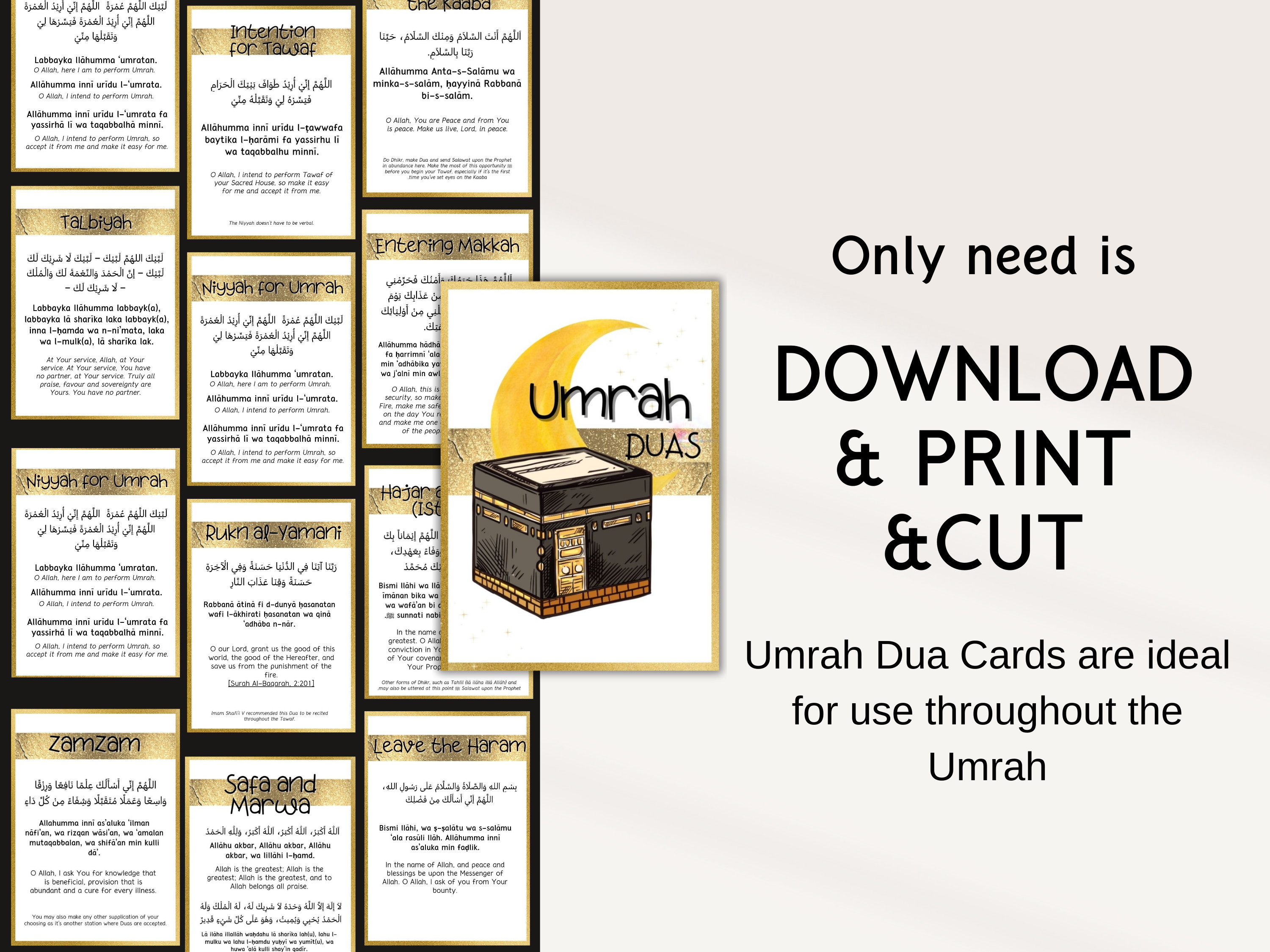 Umrah Dua Cards Printable Islamic Flashcards, Islamic Dua Cards, Umrah ...