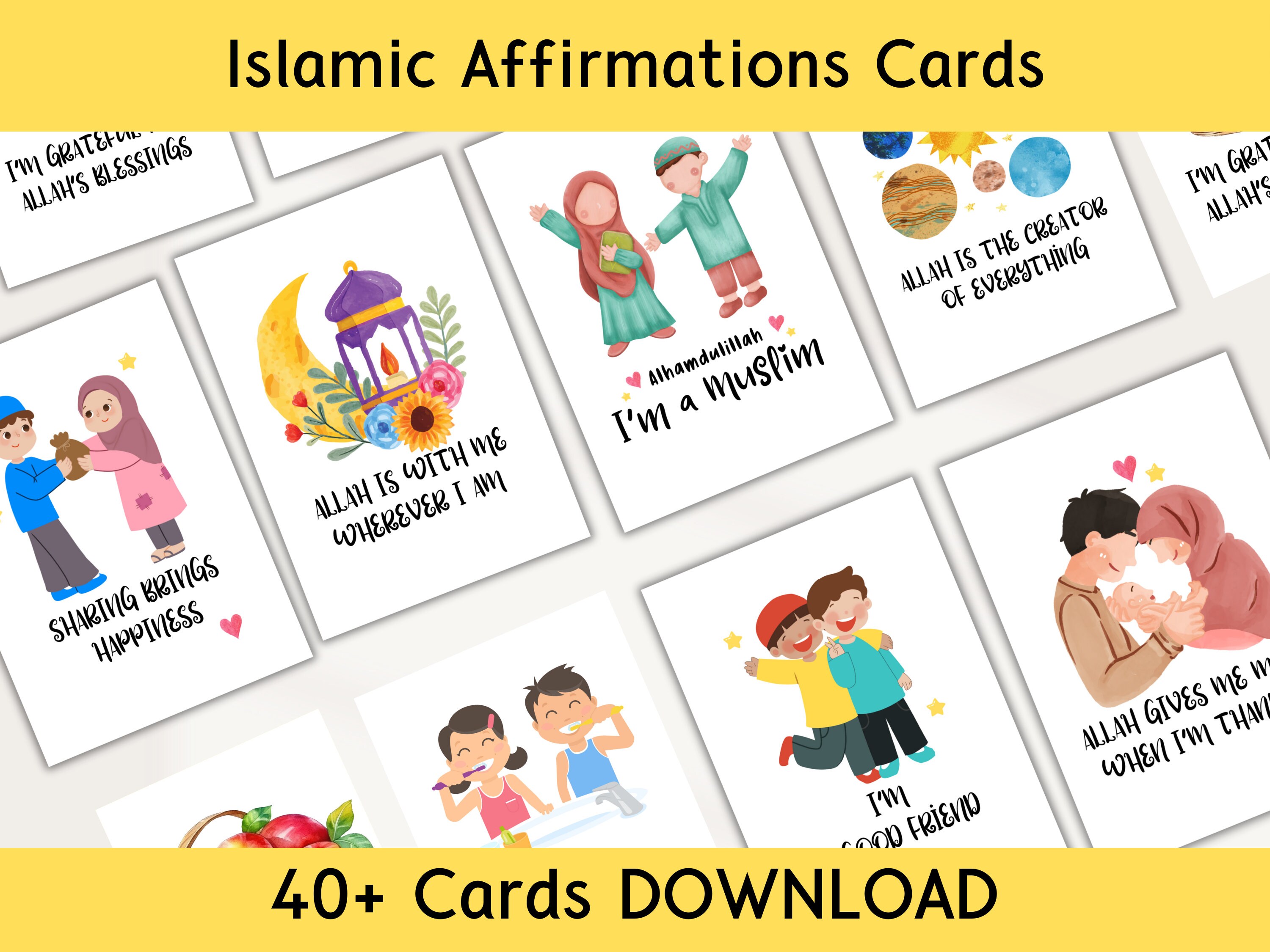 Islamic Affirmations Cards Printable Flashcards Islamic Montessori ...