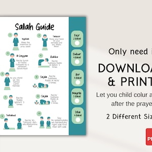 Islamic Salah Prayer Steps for Kids Islamic Education, Muslim Salah ...