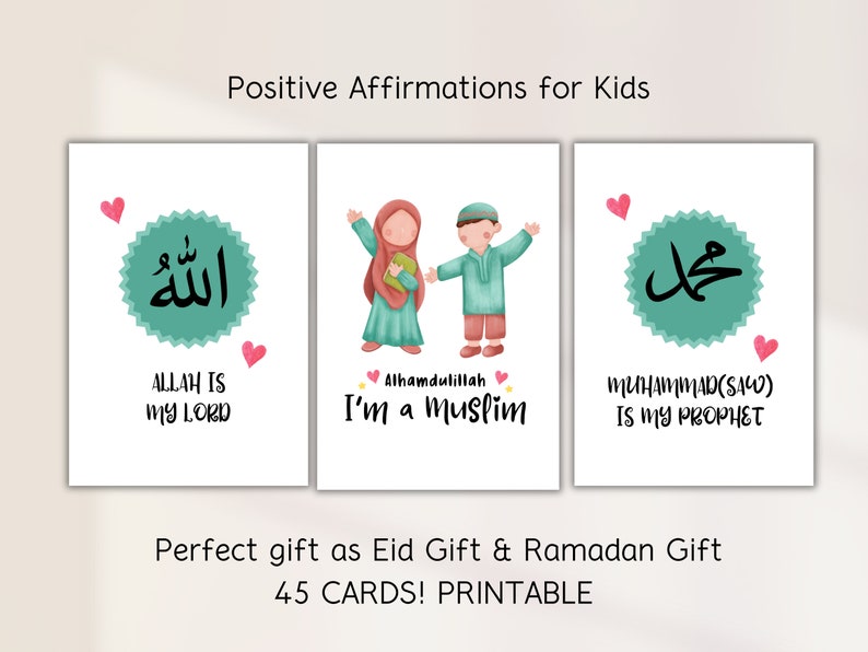 Islamic Affirmations Cards Printable Flashcards Islamic Montessori ...