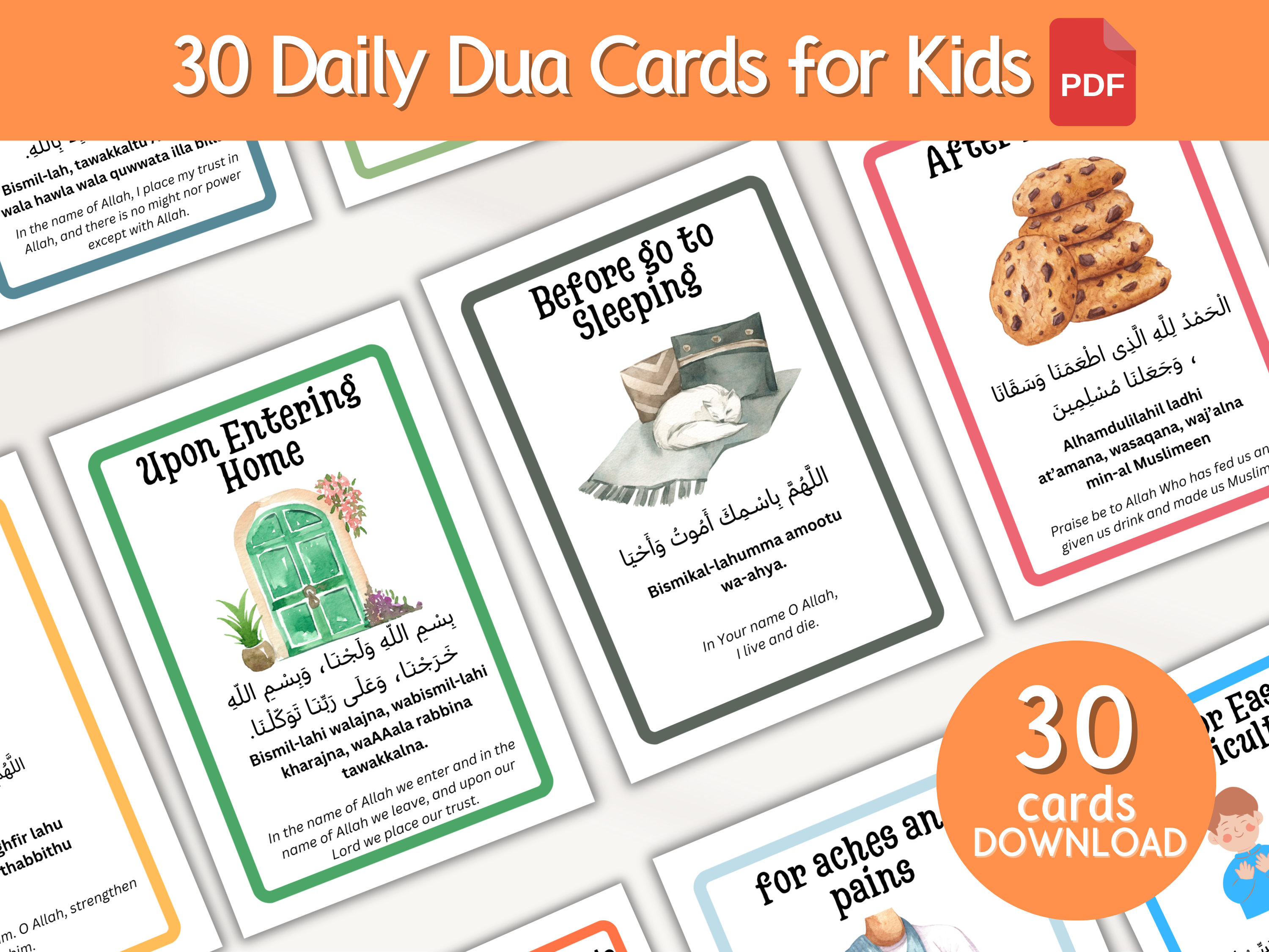 Dua Cards for Kids Easy Duas to Learn Islam Dua for Kids, Dua Cards ...