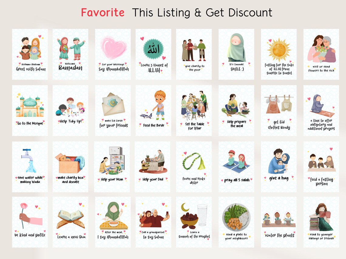Ramadan Good Deeds Cards Ramadan Printable Cards for Kids - Etsy