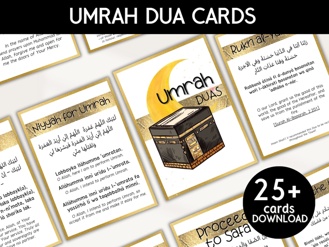 Umrah Dua Cards Printable Islamic Flashcards, Islamic Dua Cards, Umrah ...